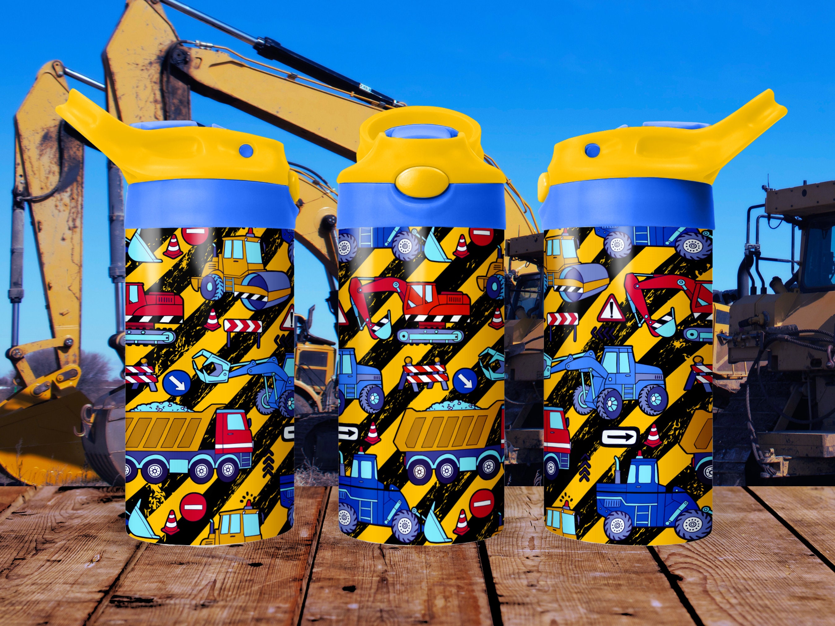 Construction 12oz Kids Flip Top Sippy Cup Tumbler Wrap, 12oz Straight ...