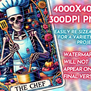 The Chef Tarot Card PNG, Skeleton Cook Sublimation Design, Dad Skull ...