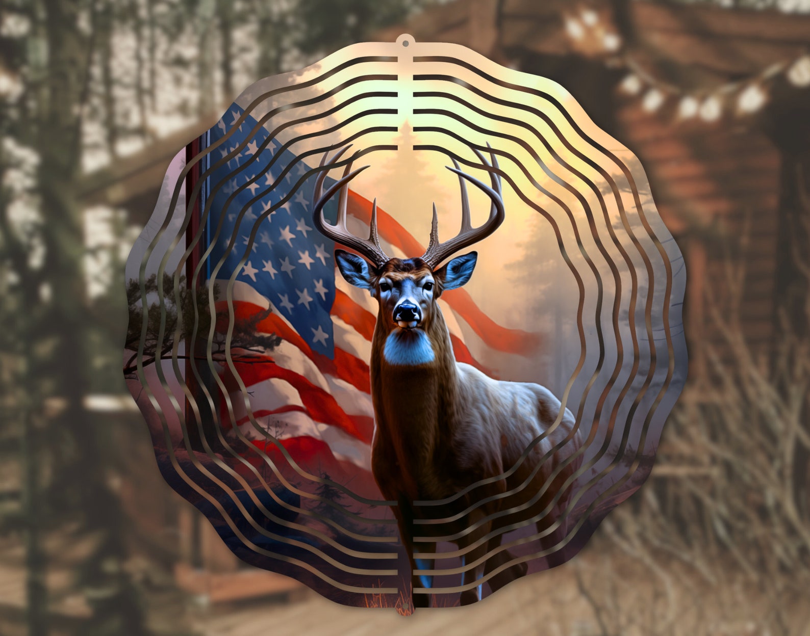 Deer American Flag Wind Spinner PNG, Buck Deer USA Wind Spinner ...