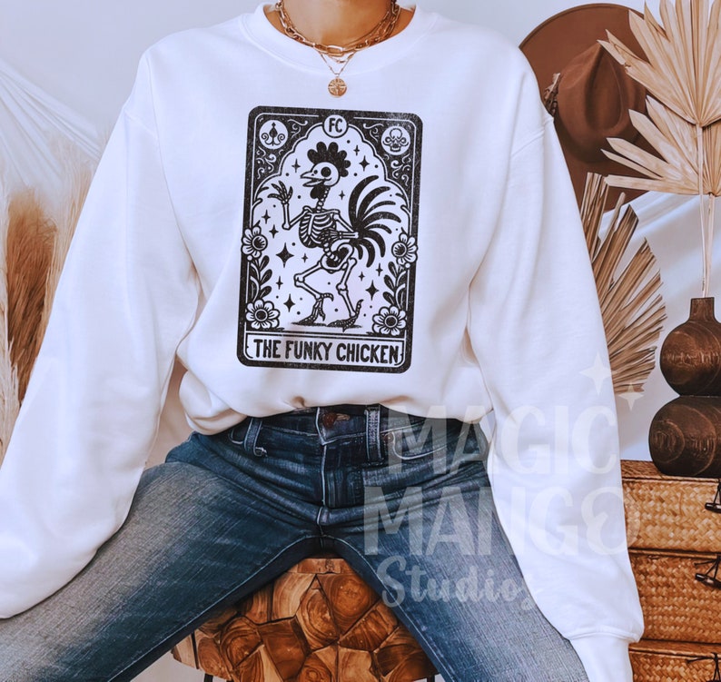 The Funky Chicken Funny Tarot Card SVG PNG, Chicken Skeleton ...