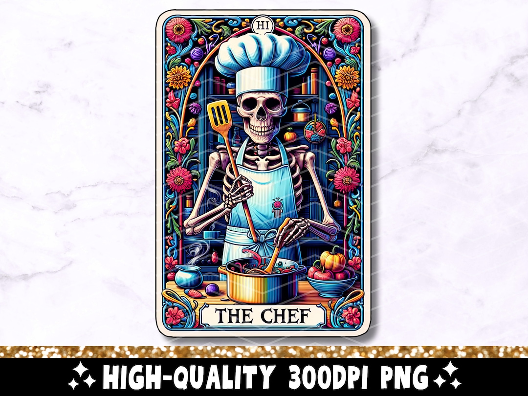 The Chef Tarot Card PNG, Skeleton Cook Sublimation Design, Dad Skull ...