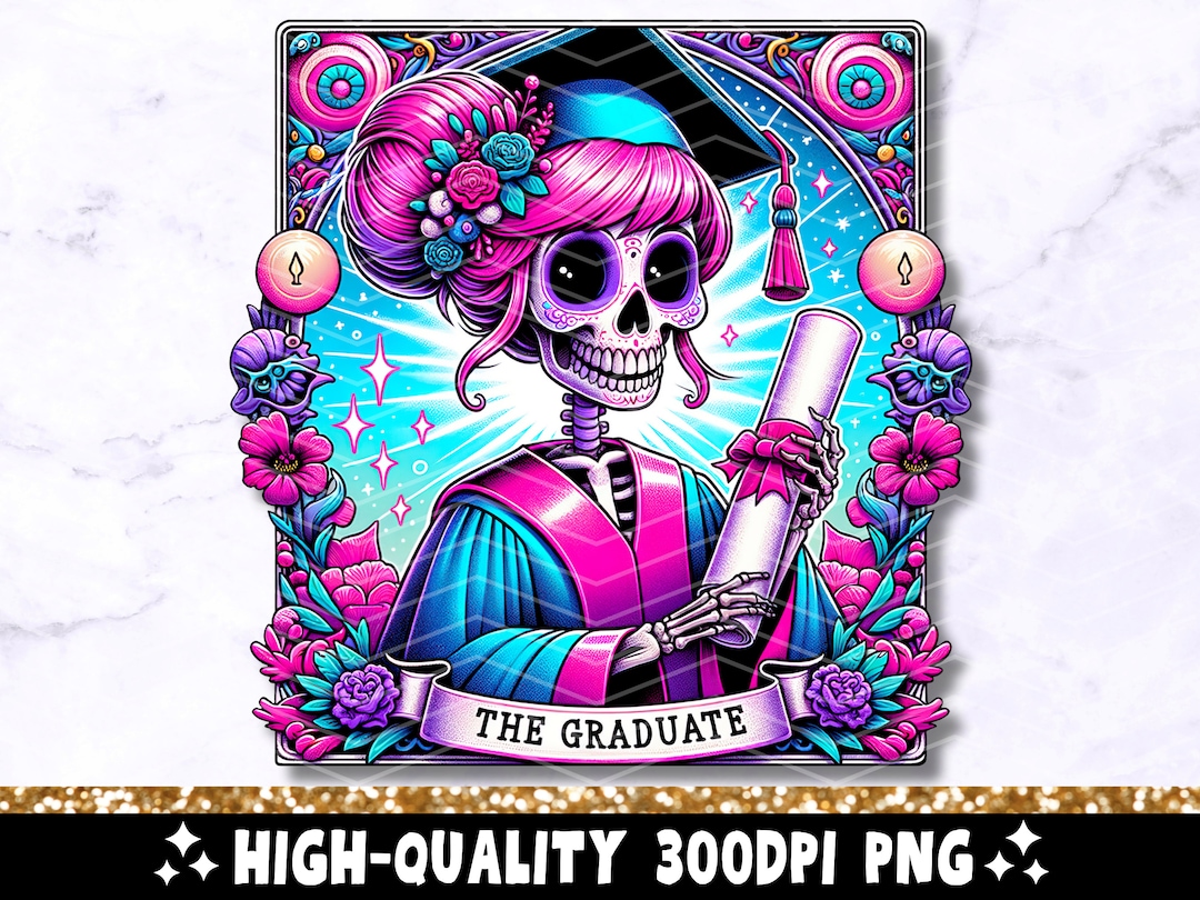 The Graduate Tarot Card PNG, Graduating Skeleton Sublimation Design ...