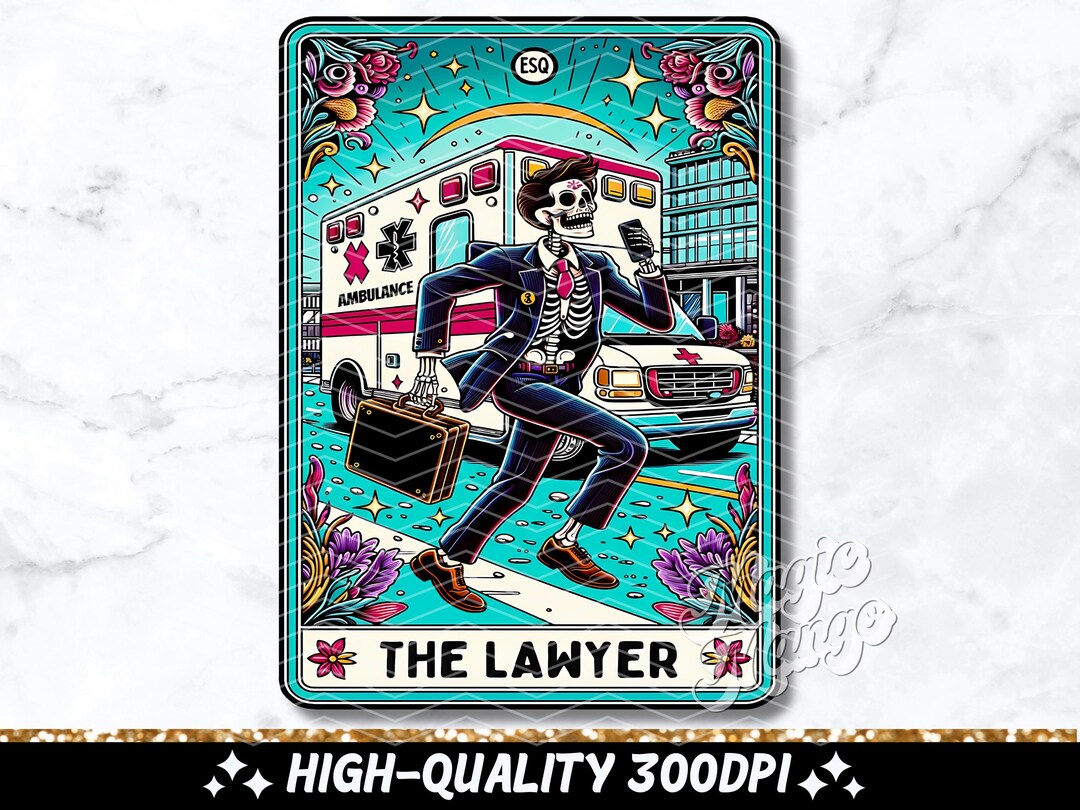 The Lawyer Funny Tarot Card PNG, Attorney Skeleton Sublimation Design ...
