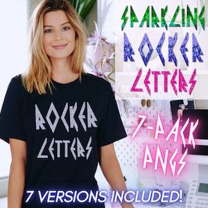 Digital Sequin Glitter PNG Alphabet, Sparkly Rocker Glam Letters Bundle ...