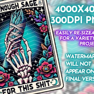 Not Enough Sage Funny Tarot Card PNG, Sarcastic Sweary Skeleton ...