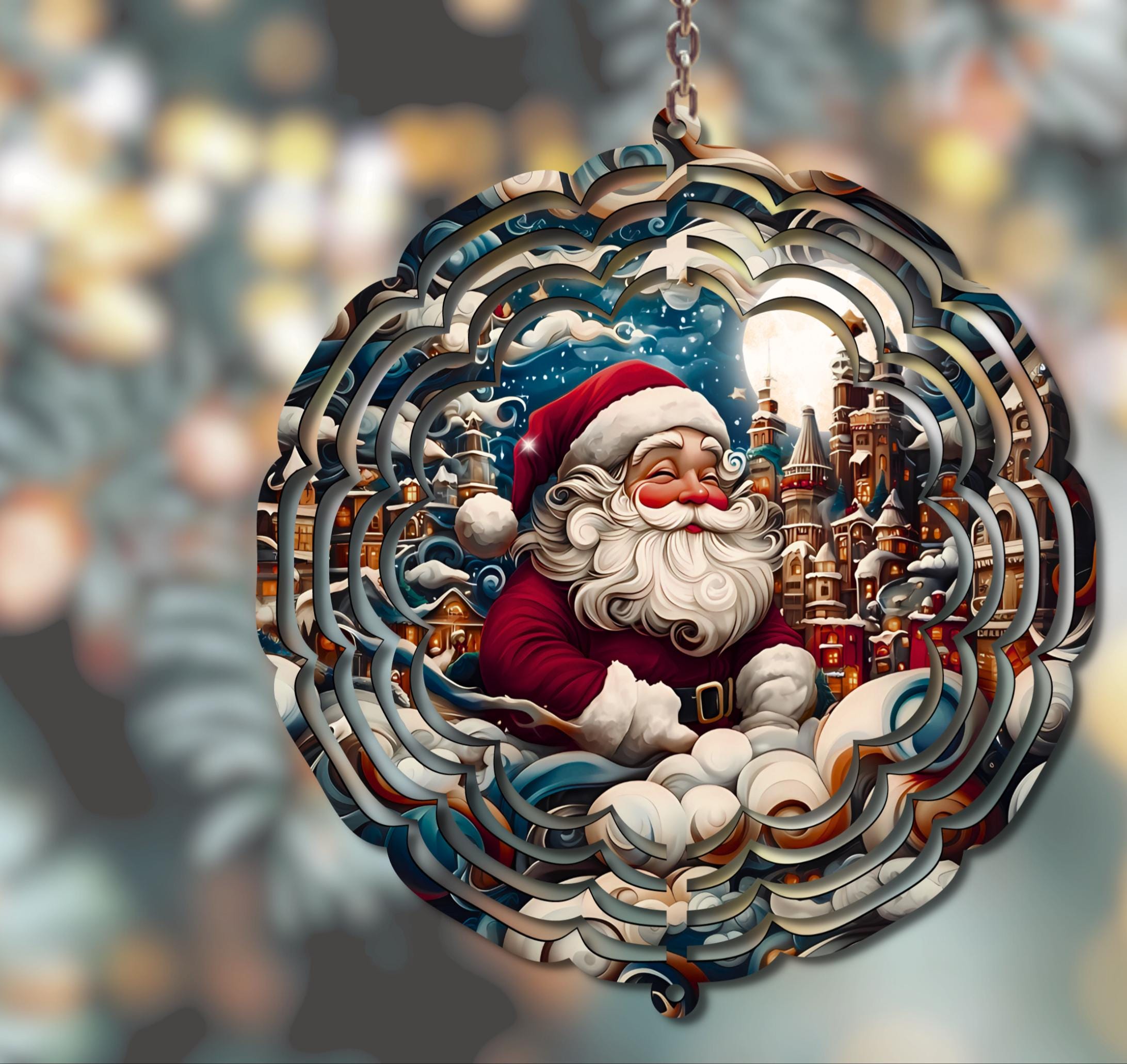 Christmas Wind Spinner PNG, 3D Santa Windspinner Sublimation Design ...