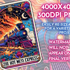 Hot Mess Express Tarot Card PNG, Funny Quote Mom Sublimation Design ...