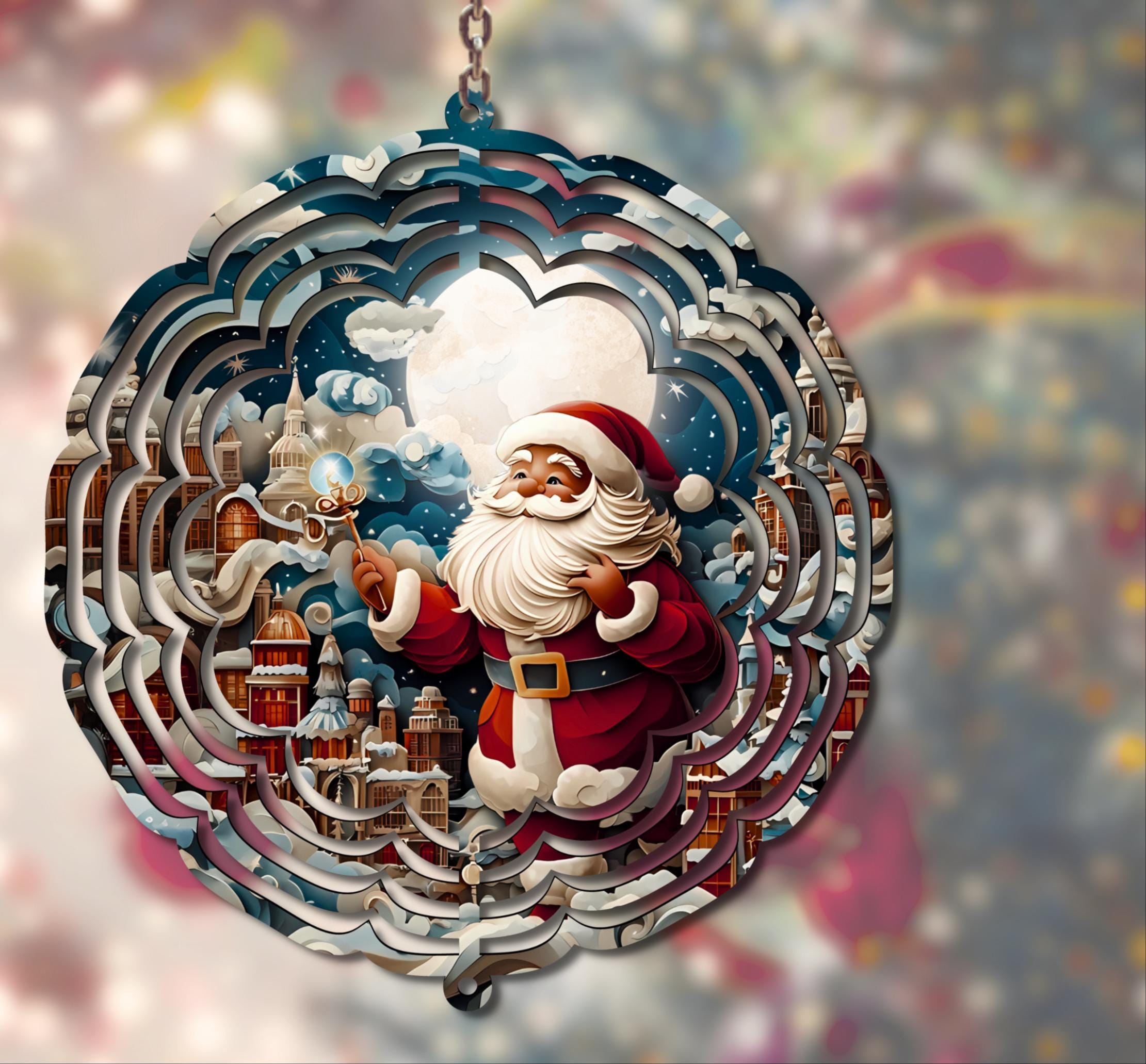 Christmas Wind Spinner PNG, 3D Santa Windspinner Sublimation Design ...
