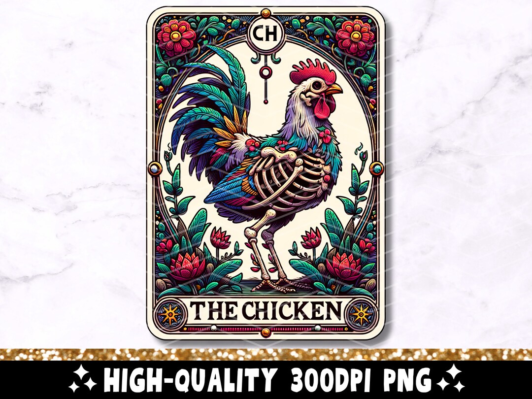 The Chicken Tarot Card PNG, Chicken Skeleton Sublimation Design, Witchy ...