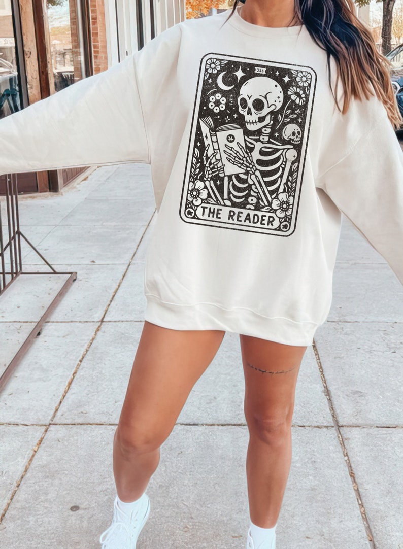 The Reader Tarot Card SVG PNG, Skeleton Reading Sublimation Design ...