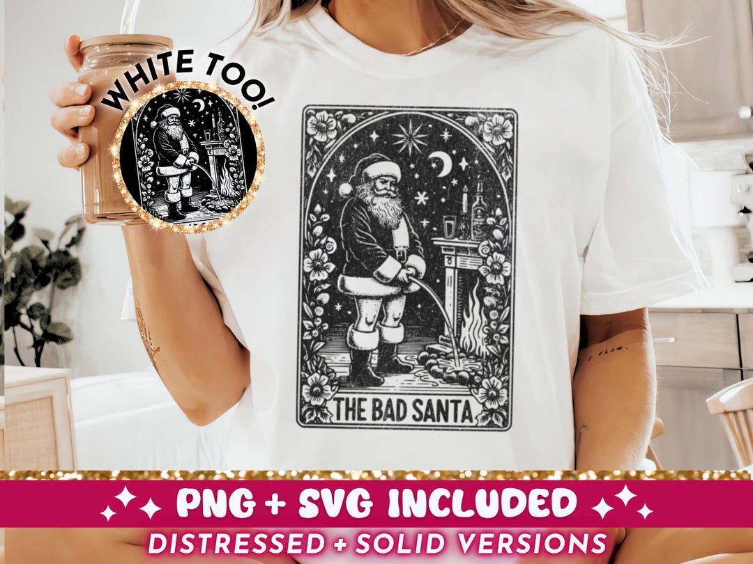 The Bad Santa Funny Tarot Card SVG PNG, Sarcastic Christmas Sublimation ...