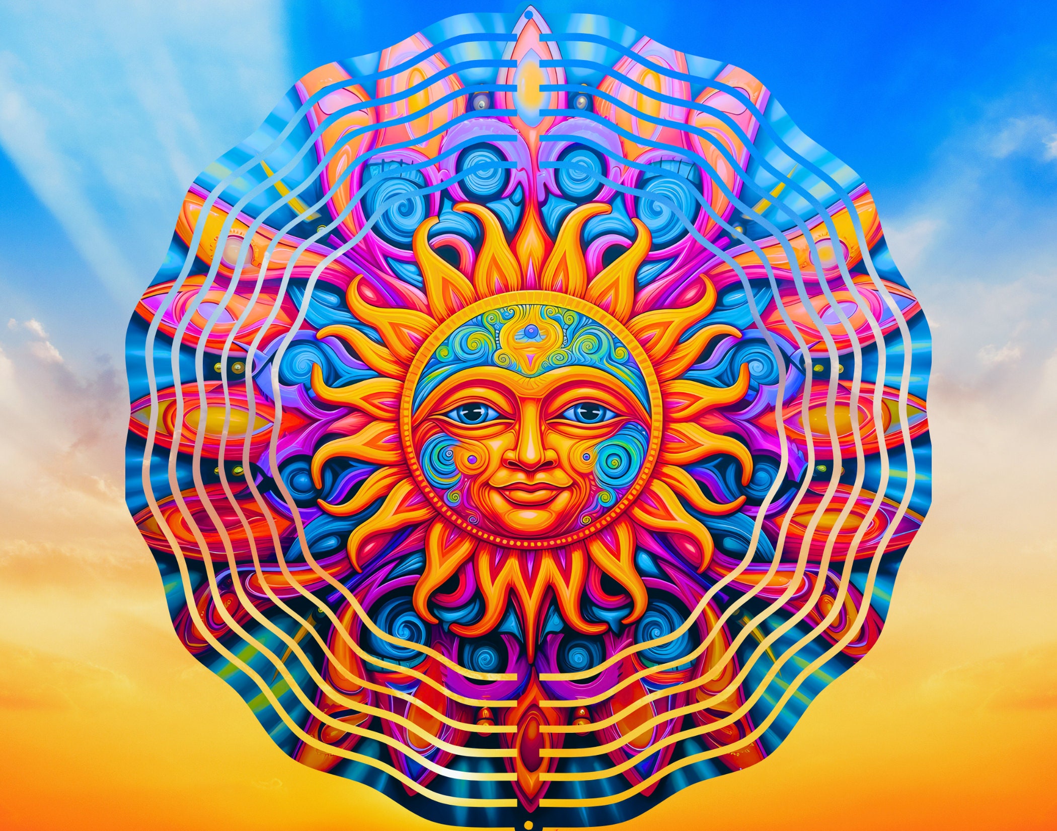 Celestial Sun Wind Spinner PNG, Wind Spinner Sublimation Design ...