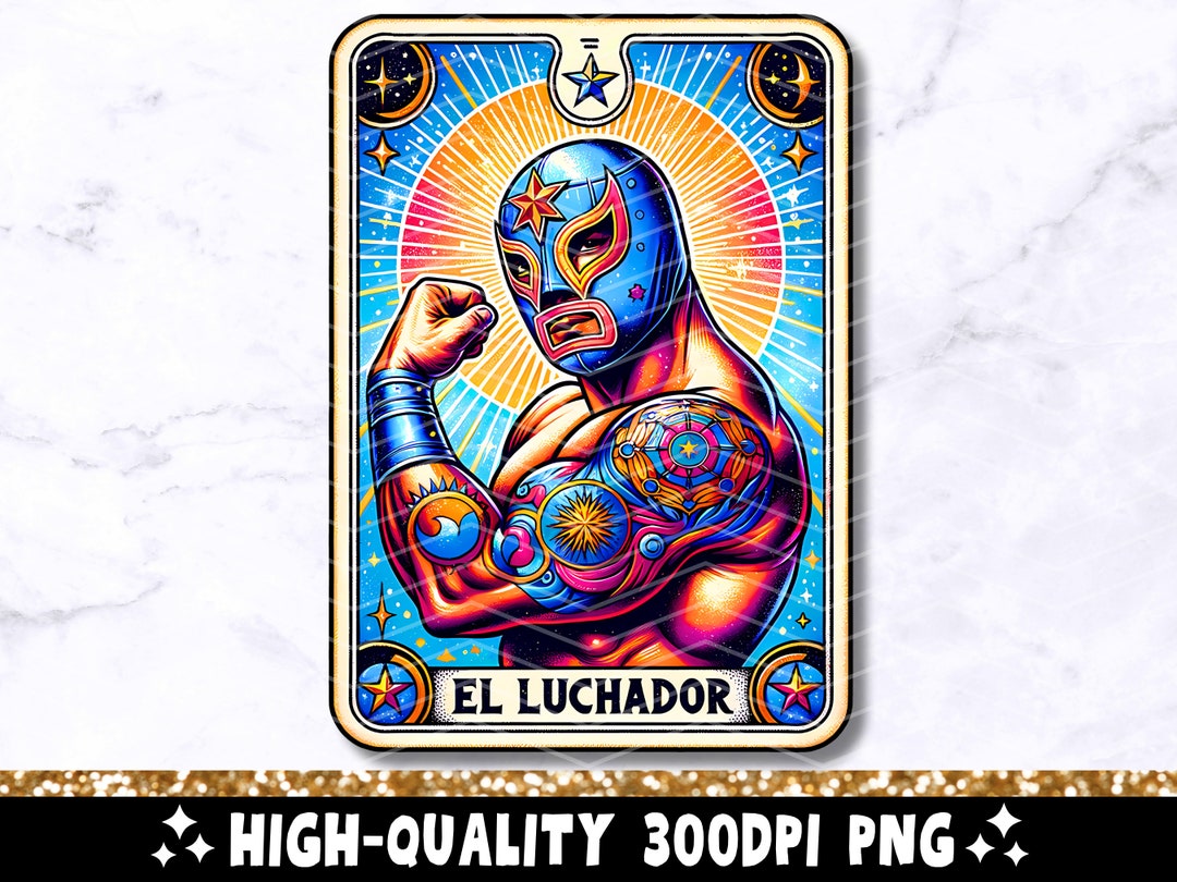 El Luchador Tarot Card PNG, Funny Mexican Wrestler Sublimation Design ...