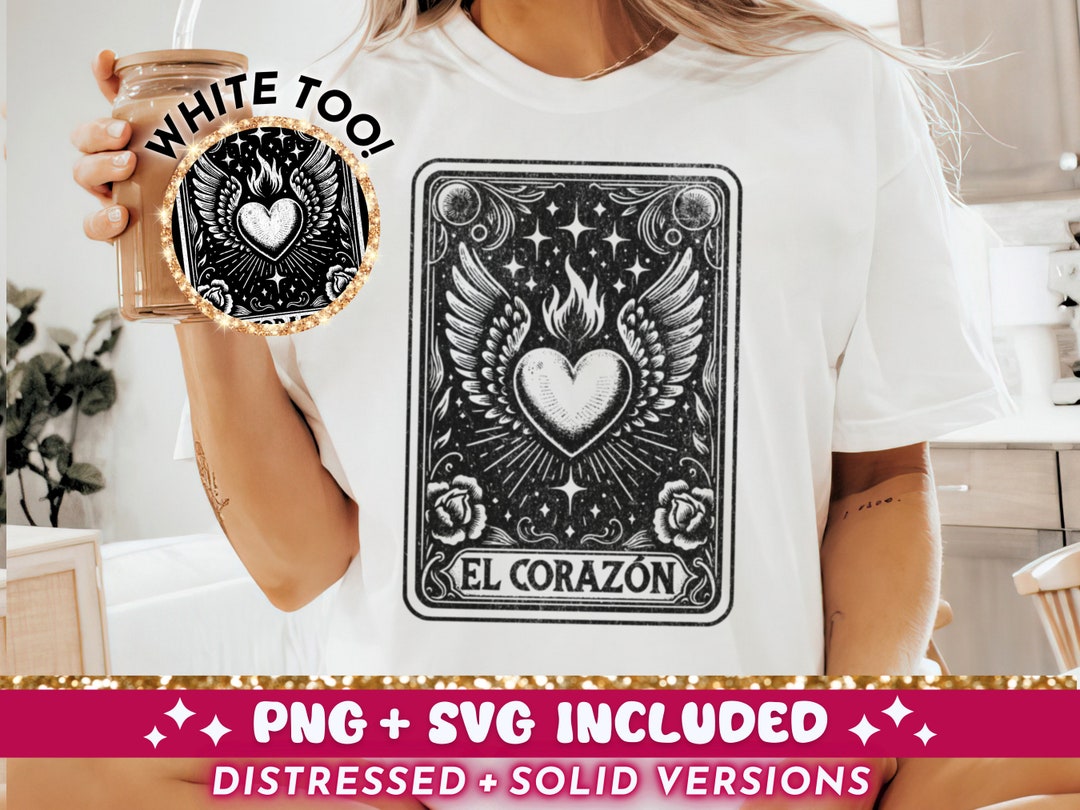 El Corazón Tarot Card SVG PNG, Mexican Sacred Heart Sublimation Design ...