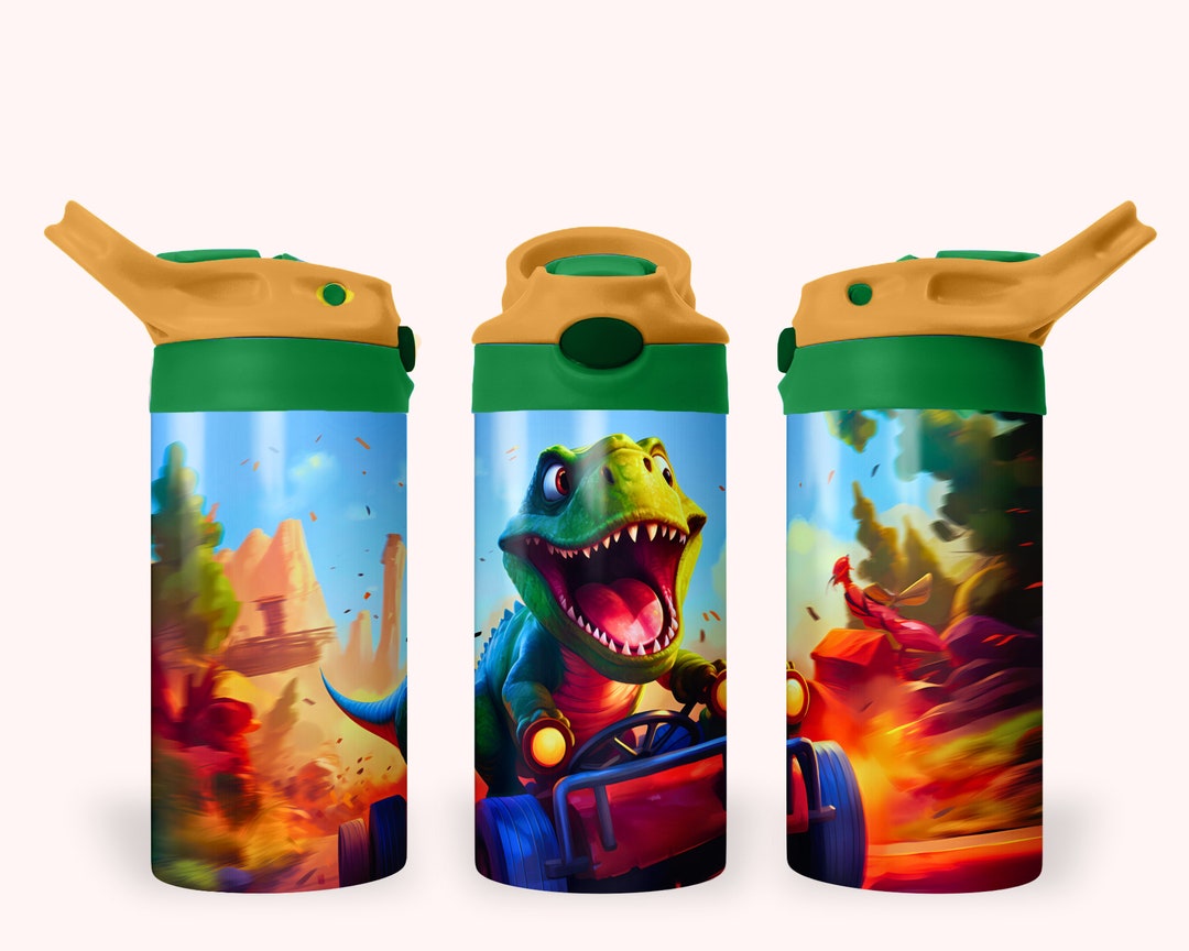 Dinosaur Driver 12oz Kids Flip Top Sippy Cup Tumbler Wrap, 12oz ...