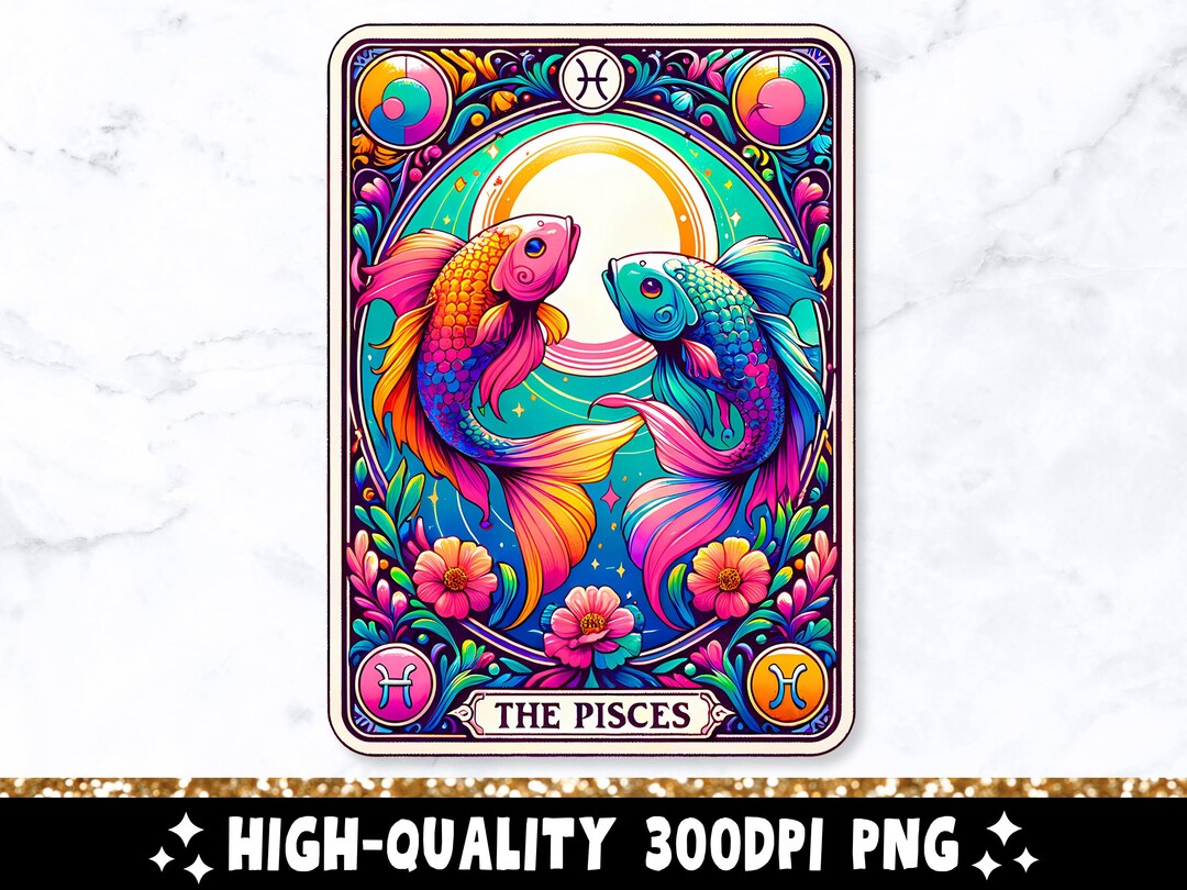 The Pisces Tarot Card PNG, Zodiac Sublimation Design, Witchy Vibes ...