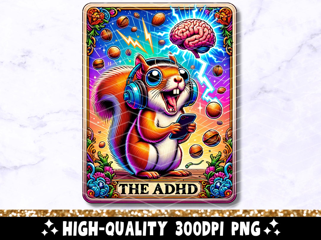 The ADHD Funny Tarot Card PNG, Neurodivergent Sublimation Design, ADD ...