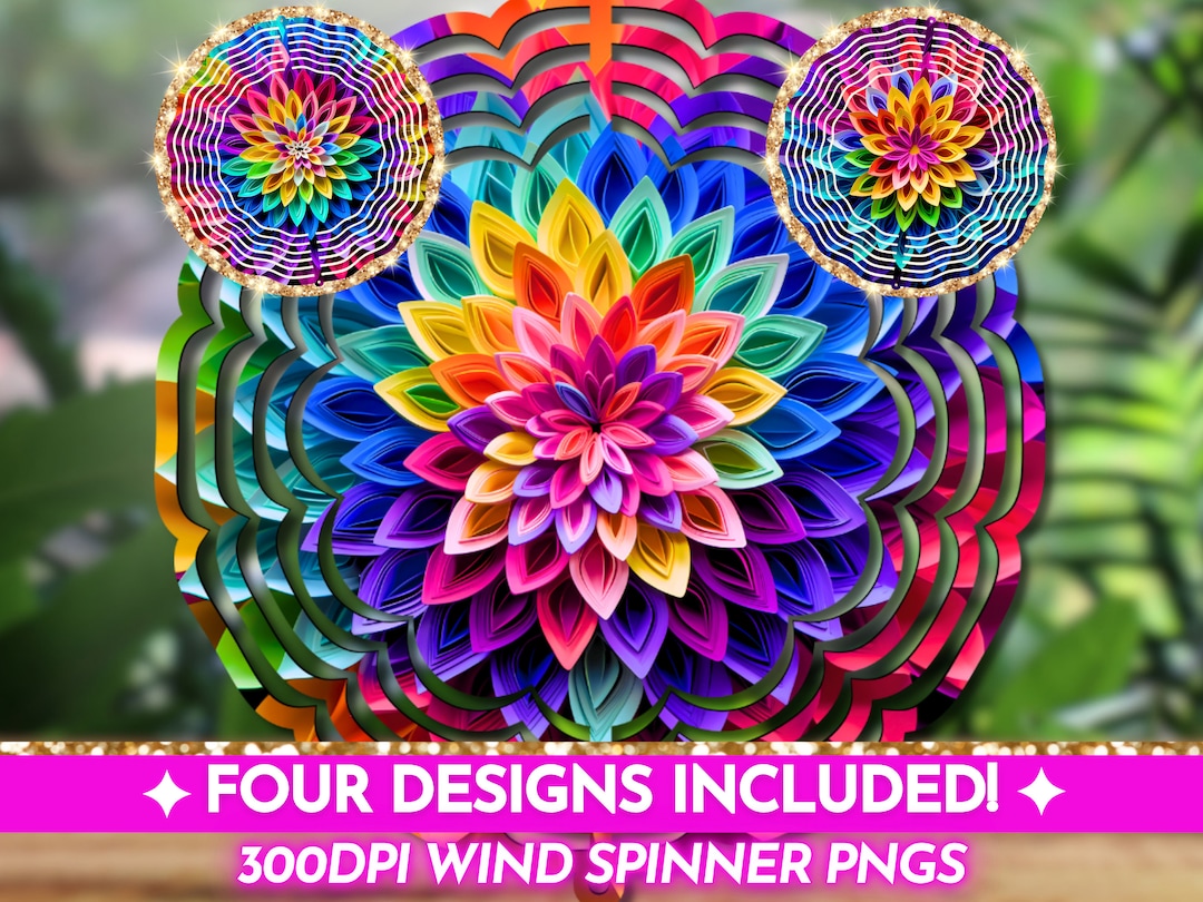 Mandala Wind Spinner PNG, Colorful Wind Spinner Sublimation Design ...