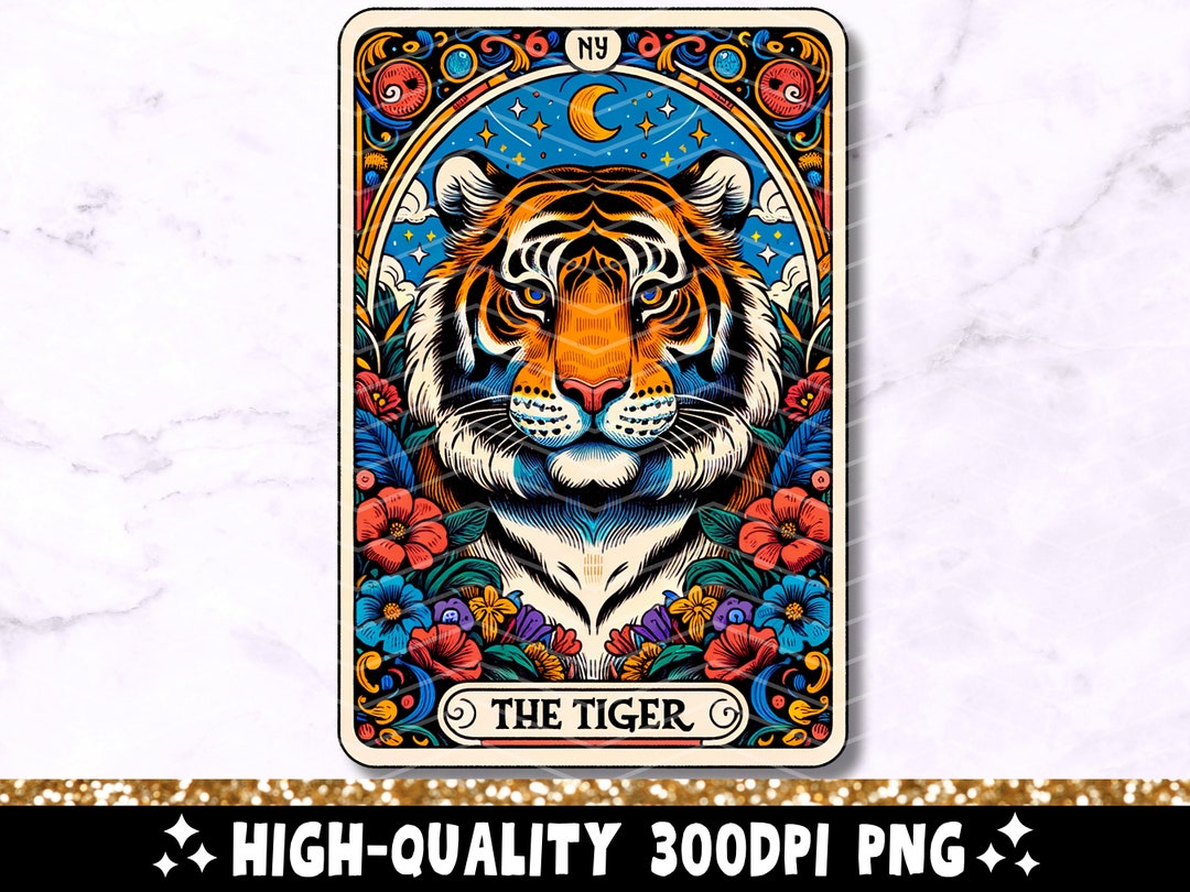 The Tiger Tarot Card PNG, Tiger Sublimation Design, Witchy Vibes Gothic ...
