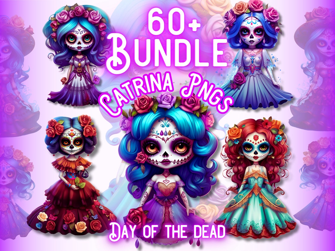 Day of the Dead Catrina PNG Bundle, Sugar Skull Clip Art, Dia De Los ...