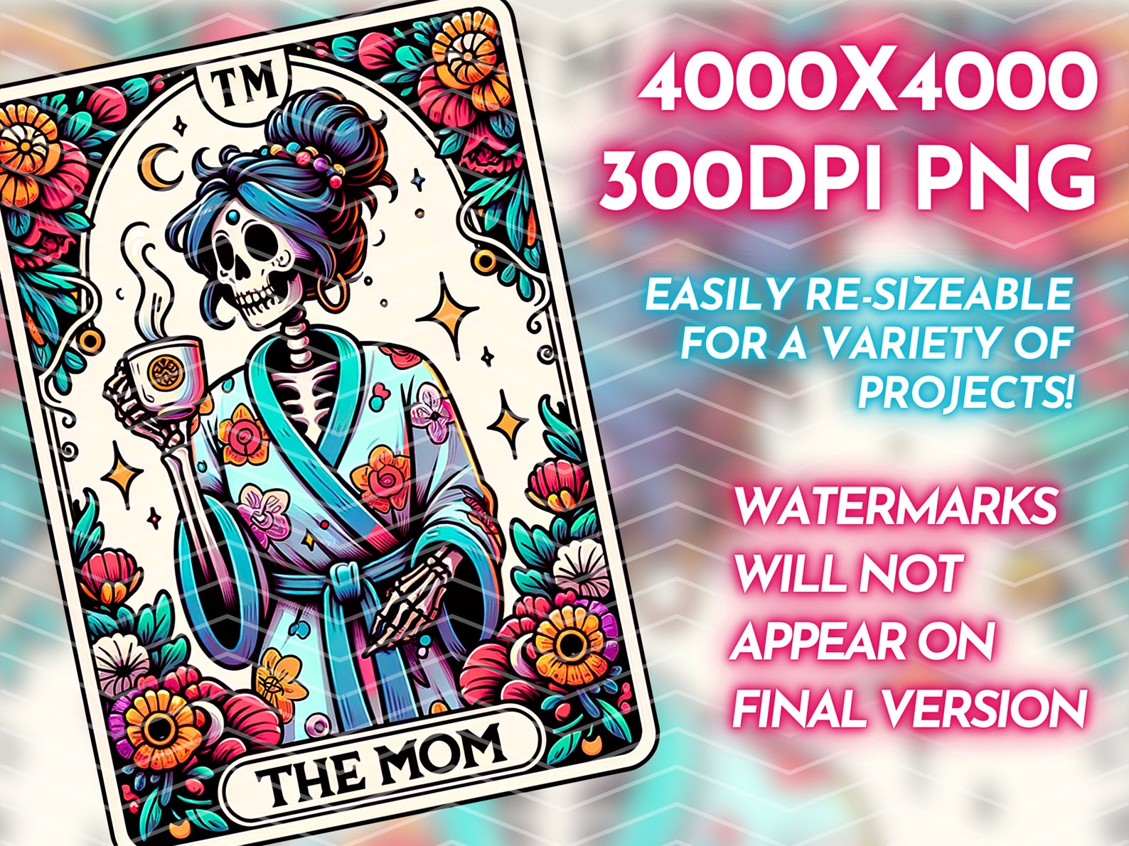 The Mom Funny Tarot Card PNG, Woman Skeleton Mother Sublimation Design ...