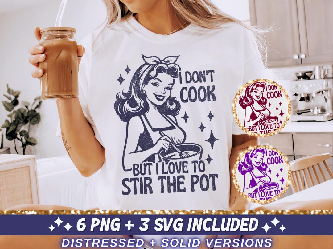I Love to Stir the Pot Funny Retro Housewife SVG PNG, Trendy Vintage ...
