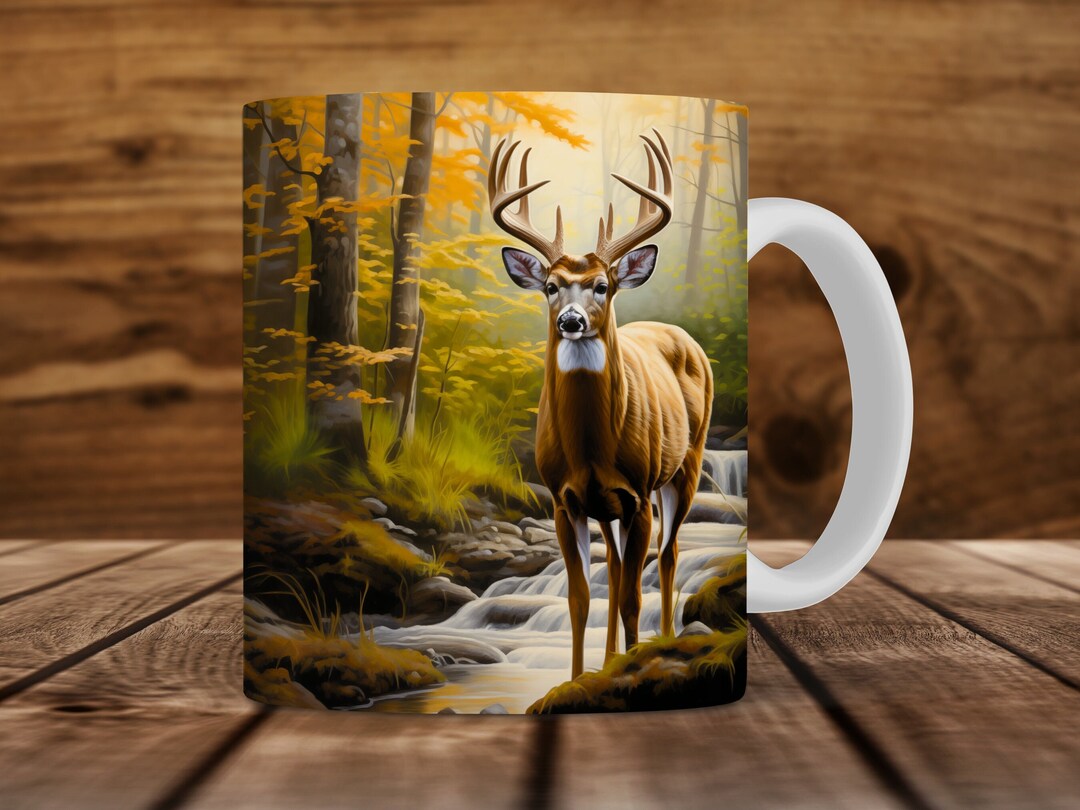 Forest Deer Fall Mug Wrap for Men, 11oz and 15oz Mug Sublimation Design ...