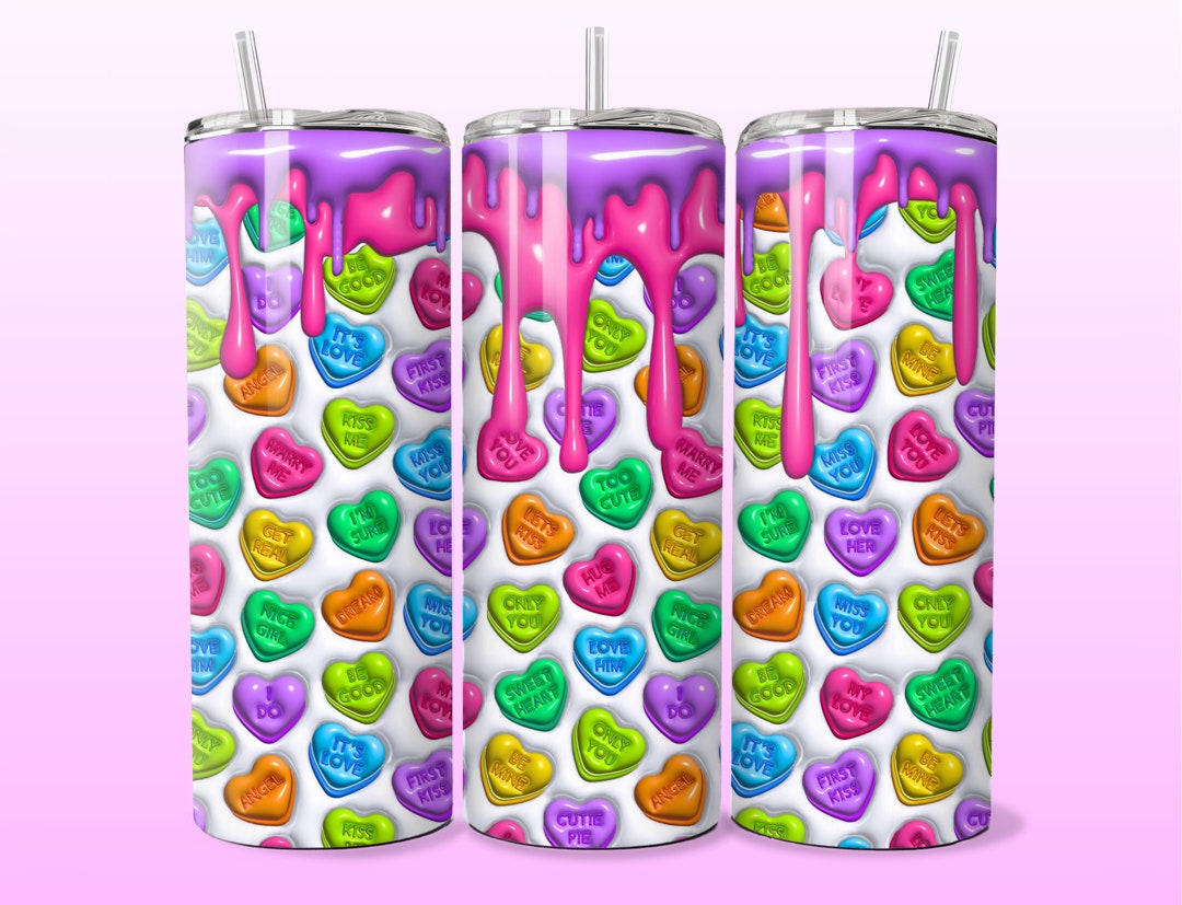 3D Valentine's Day Inflated Tumbler Wrap, Puffy Heart Conversation ...