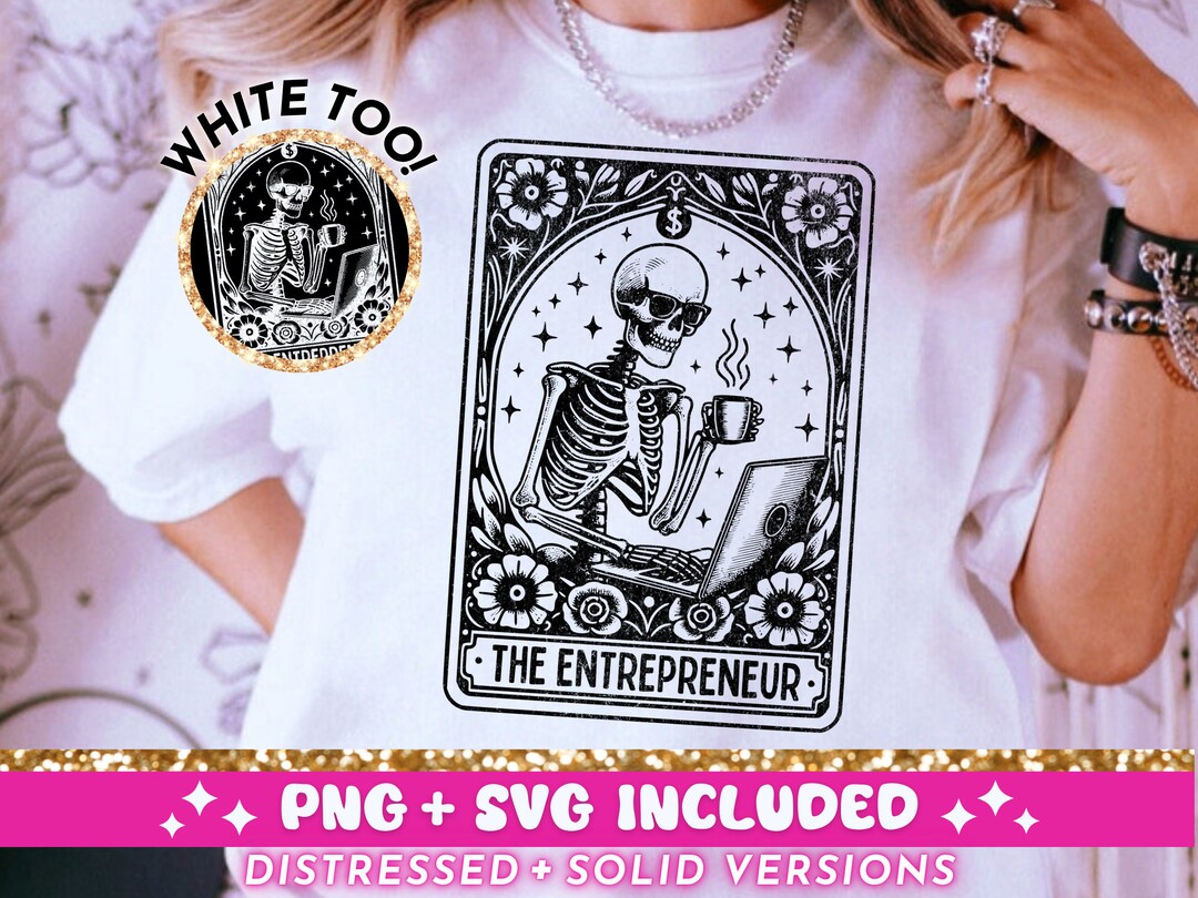 The Entrepreneur Tarot Card SVG PNG, Skeleton Sublimation Design ...