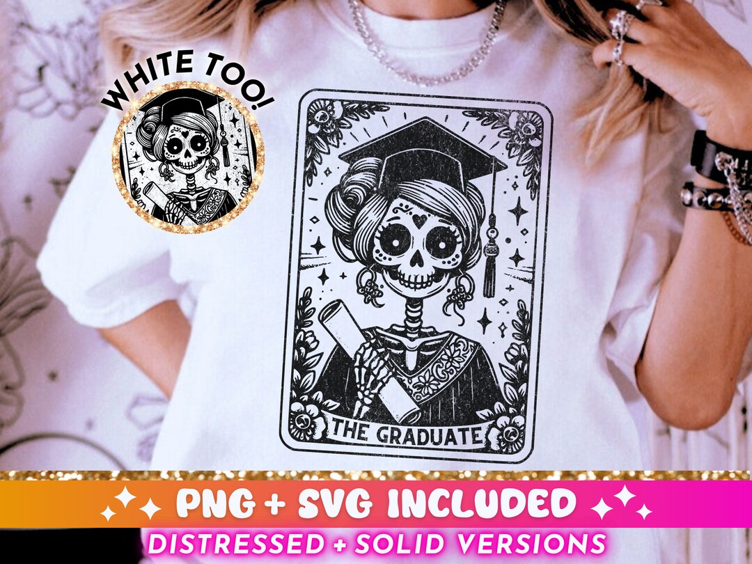 The Graduate Tarot Card SVG PNG, Graduation Skeleton Skull Sublimation ...