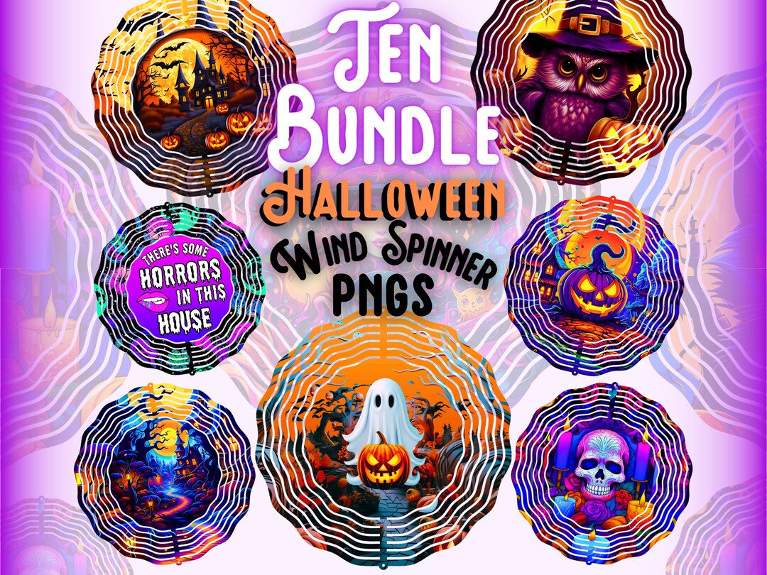 Halloween Wind Spinner Sublimation Design Bundle, Spooky Pumpkin Ghost ...