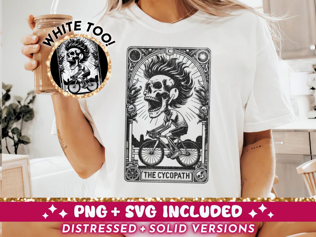 The Cycopath Funny Tarot Card SVG PNG, Skeleton Cyclist Sublimation ...