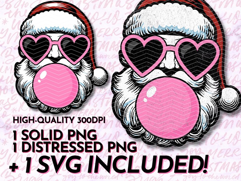 Santa Blowing Bubble SVG PNG, Funny Trendy Christmas Santa Claus Heart ...