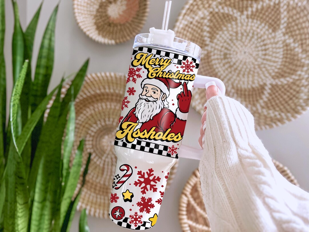 Merry Christmas Funny Santa 40oz Tumbler Wrap PNG, Sarcastic Sweary ...