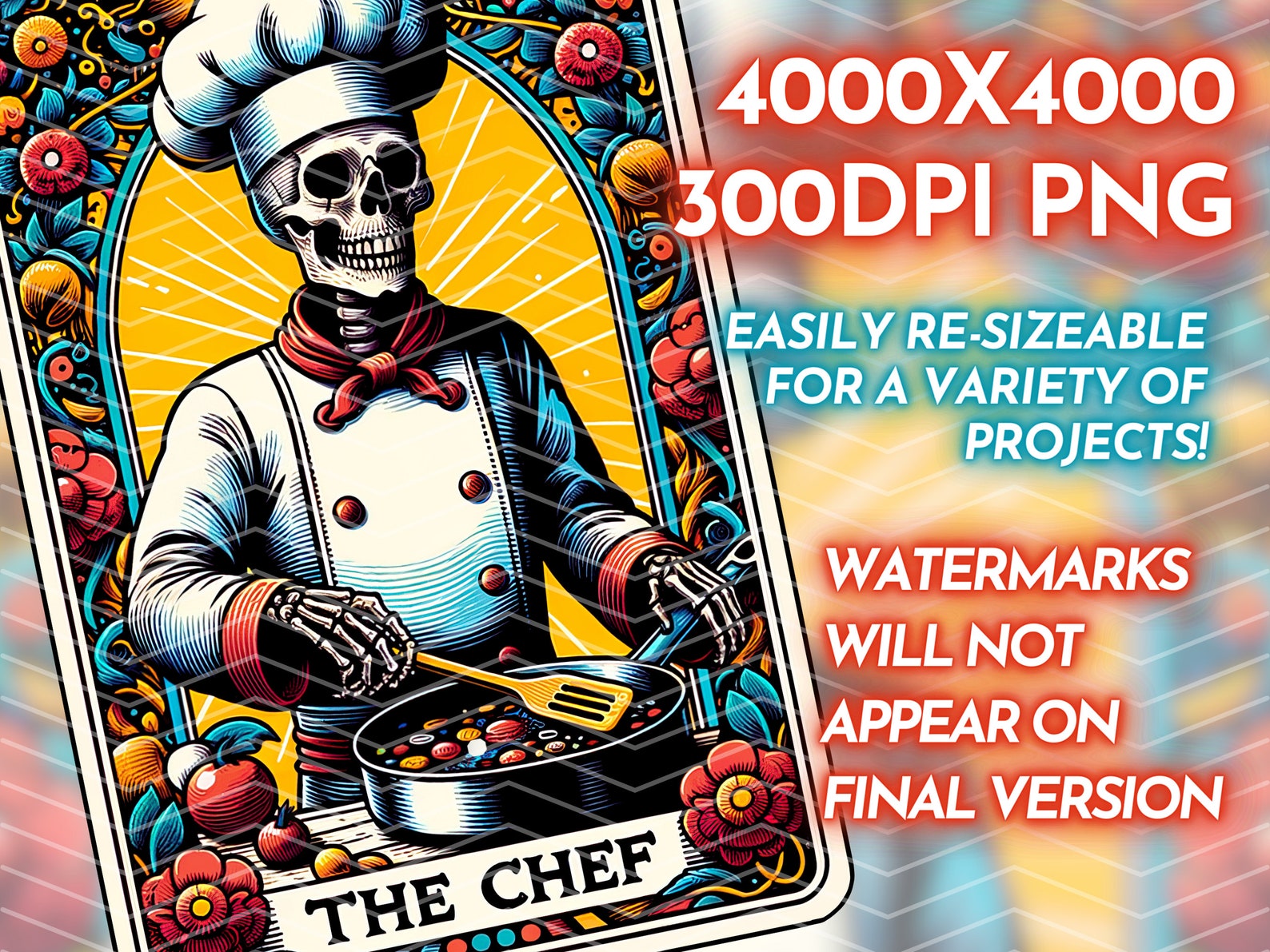 The Chef Tarot Card PNG, Skeleton Cook Sublimation Design, Cool Dad ...