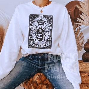 The Queen Bee Tarot Card SVG PNG, Witchy Vibes Sublimation Design, Celestial Bees Tarot Gothic T ...