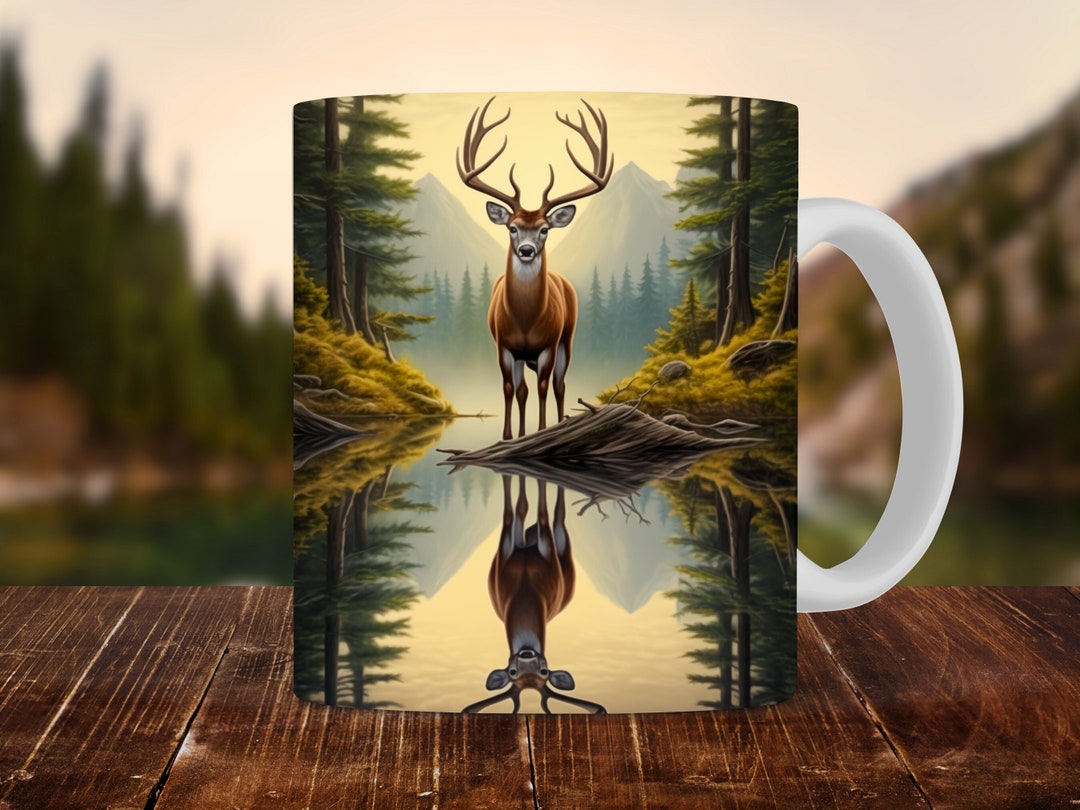 Buck Deer Mug Wrap for Men, 11oz and 15oz Mug Sublimation Design ...