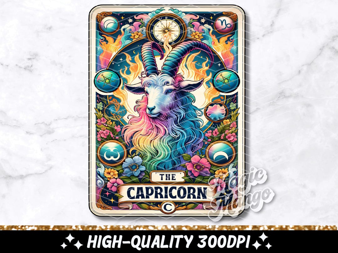 The Capricorn Tarot Card PNG, Zodiac Sublimation Design, Witchy ...