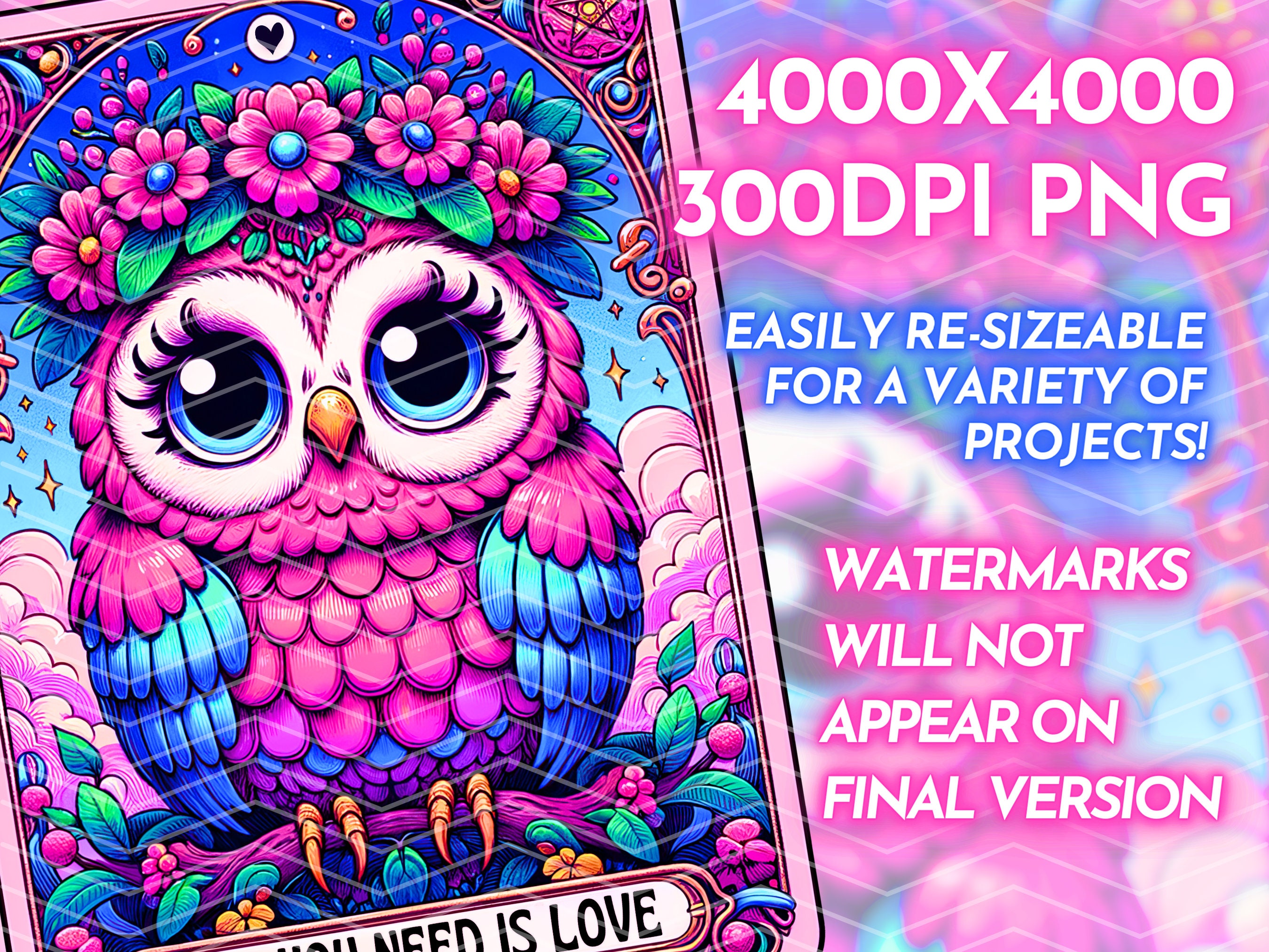 Owl You Need is Love Tarot Card PNG, Owl Sublimation Design, Witchy ...