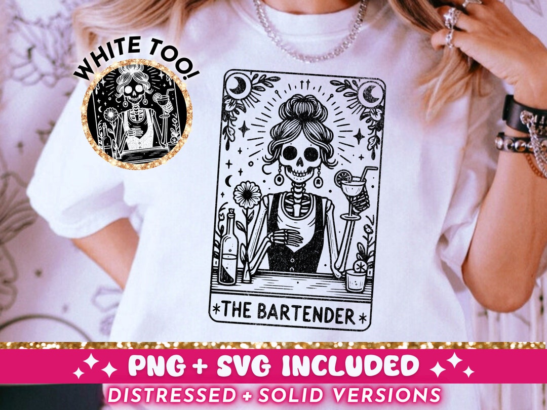The Bartender Tarot Card SVG PNG, Skeleton Cocktail Sublimation Design ...