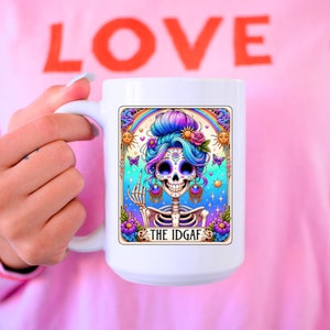 The IDGAF Funny Tarot Card PNG, Sarcastic Sweary Skeleton Skull Trendy ...