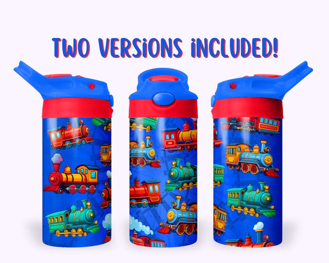 Trains 12oz Kids Flip Top Sippy Cup Tumbler Wrap, 12oz Straight Tumbler ...