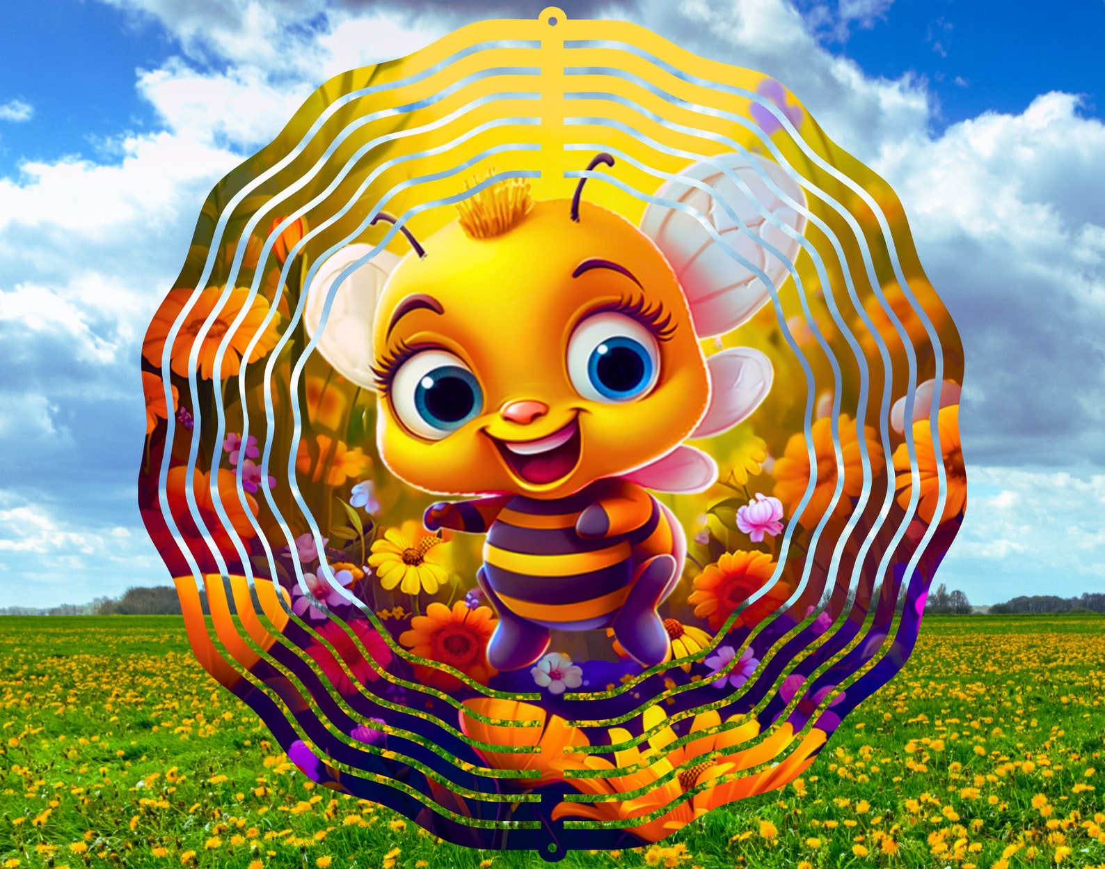 Bee Wind Spinner PNG, Bumble Bee Wind Spinner Sublimation Design ...