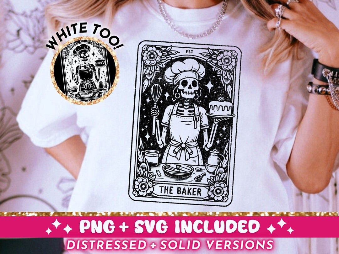 The Baker Funny Tarot Card SVG PNG, Skeleton Sublimation Design, Witchy ...