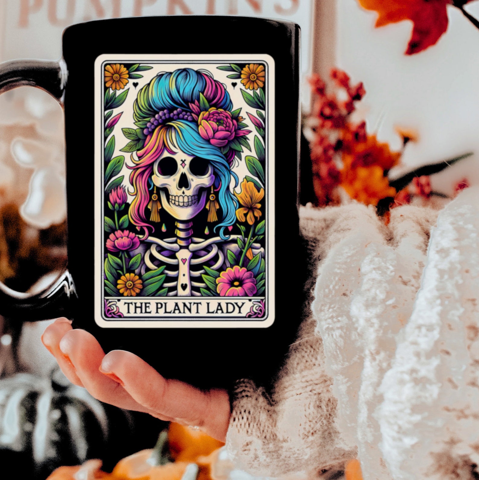 The Plant Lady Tarot Card PNG, Skeleton Sublimation Design, Funny Plant ...