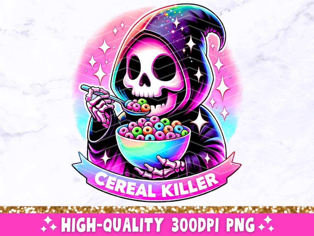 Cereal Killer PNG, Sarcastic Skeleton Sublimation Design, Trendy Skull ...