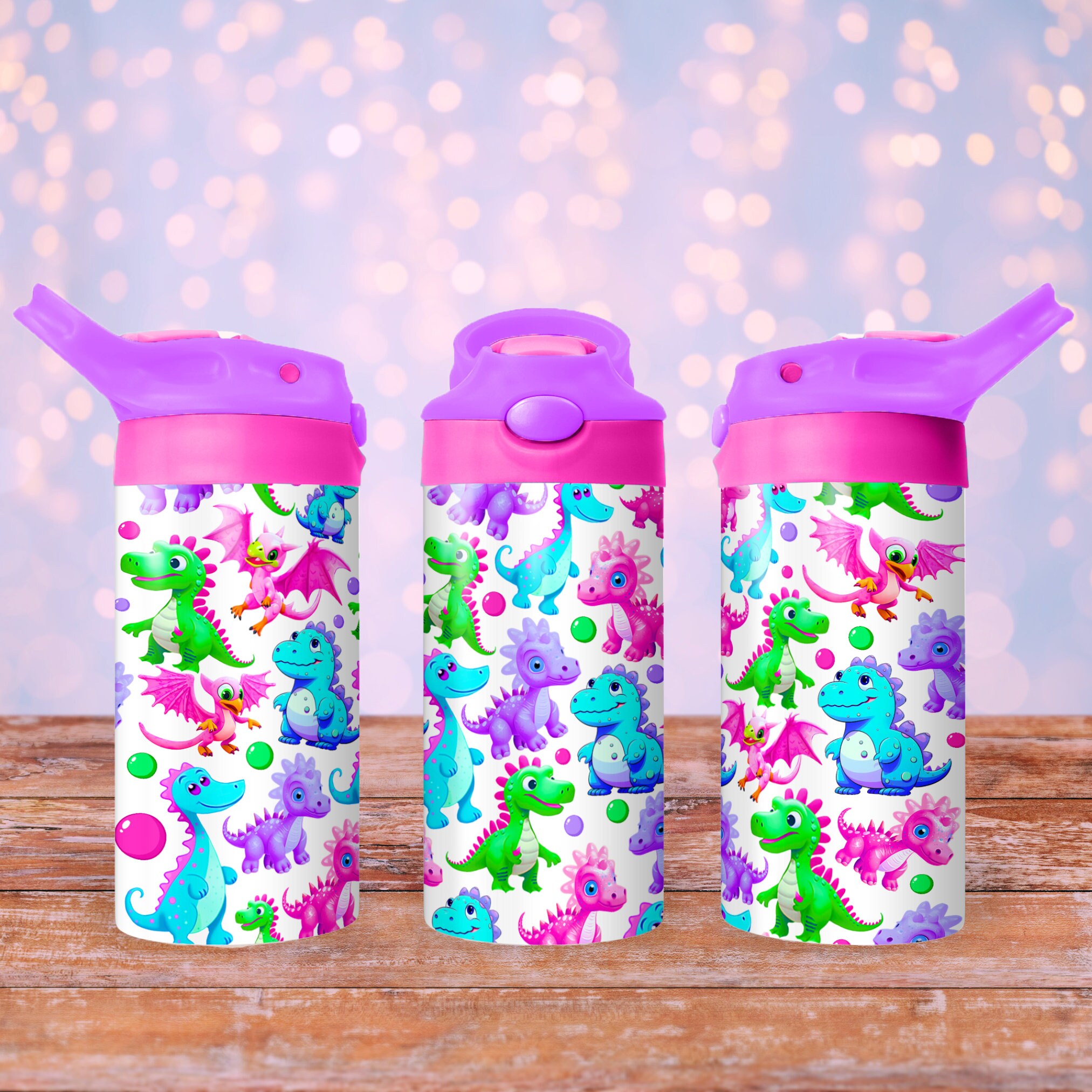 Baby Dinosaurs 12oz Kids Flip Top Sippy Cup Tumbler Wrap, 12oz Straight ...