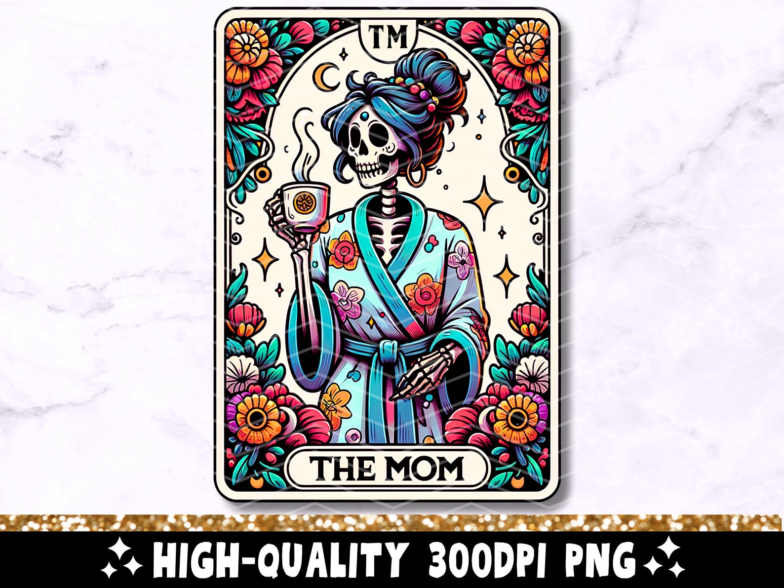 The Mom Funny Tarot Card PNG, Woman Skeleton Mother Sublimation Design ...