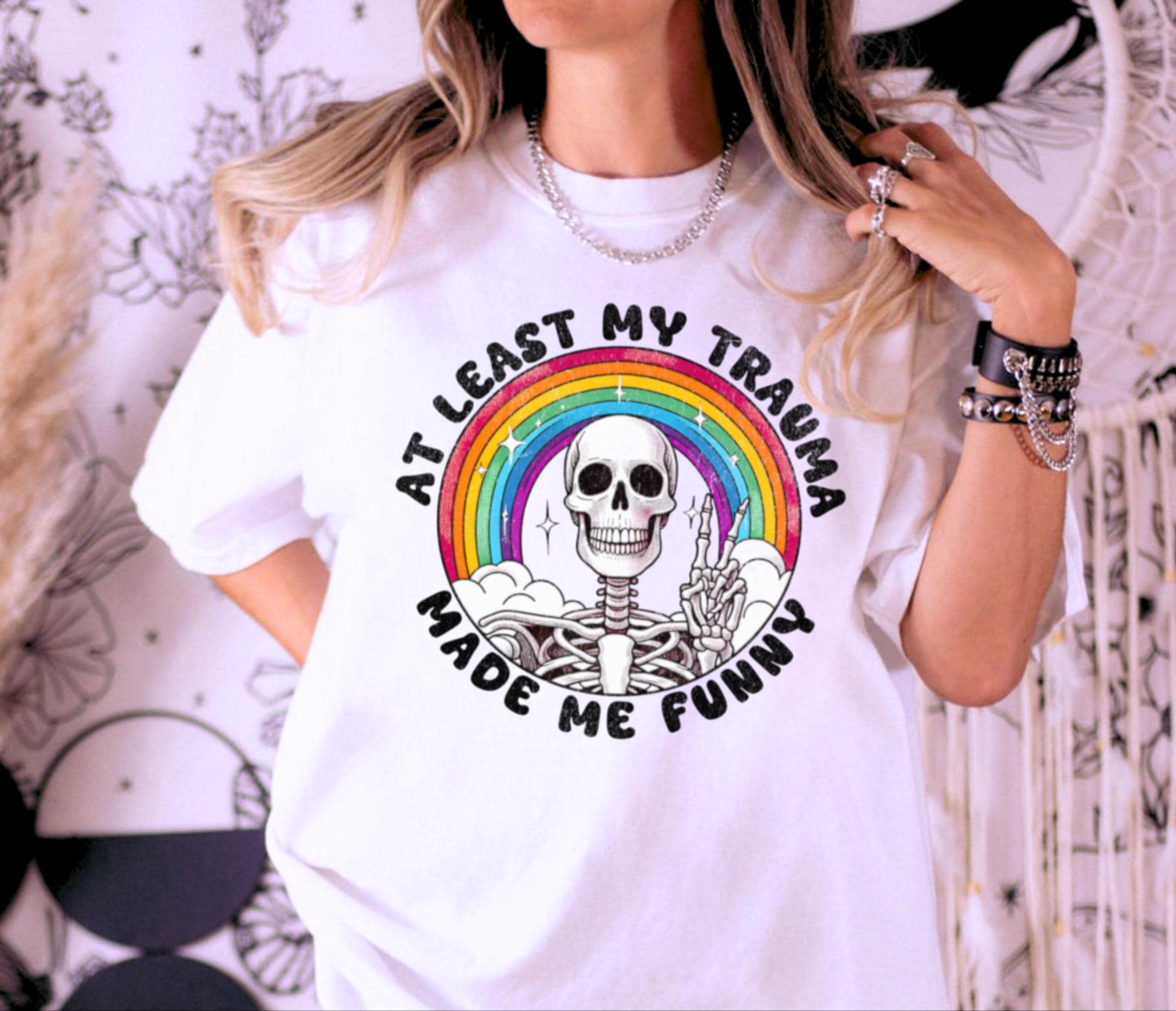Trauma Made Me Funny PNG, Sarcastic Skeleton Sublimation Design, Trendy ...