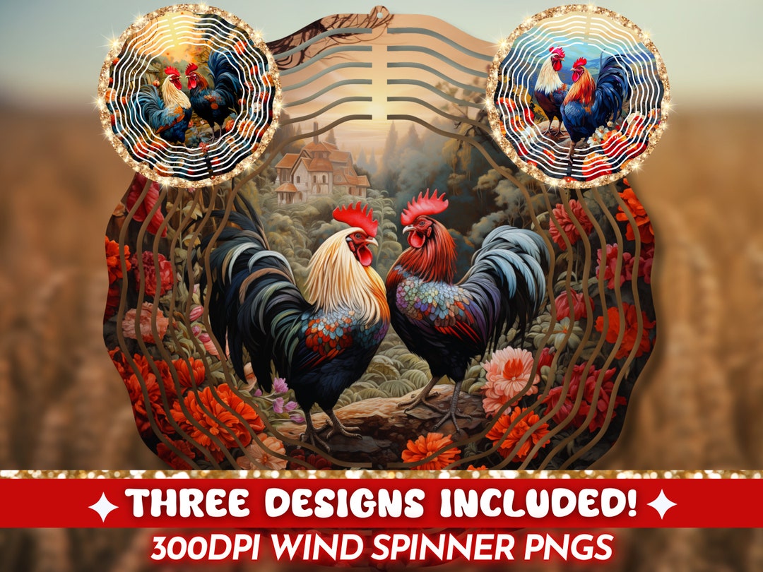 Country Roosters Wind Spinner PNG, Chickens Wind Spinner Sublimation ...